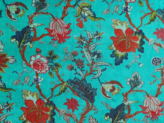 Velvet Fabric Floral Velvet Fabric Indian Fabric Printed - Etsy