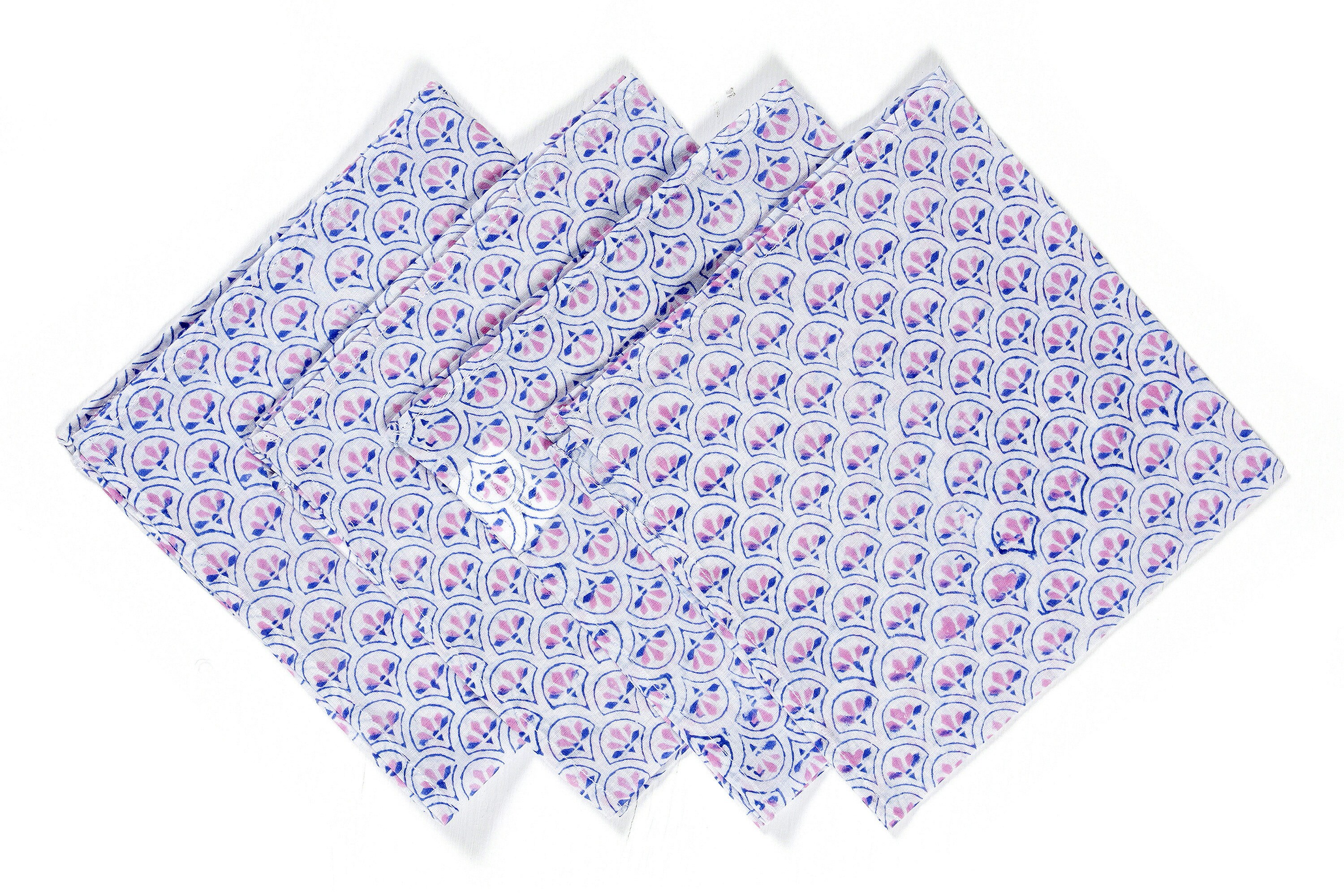 Soft Cloth Cotton Block Printed Napkins, Set of 2 4 6 12 24 48 / Boho ...