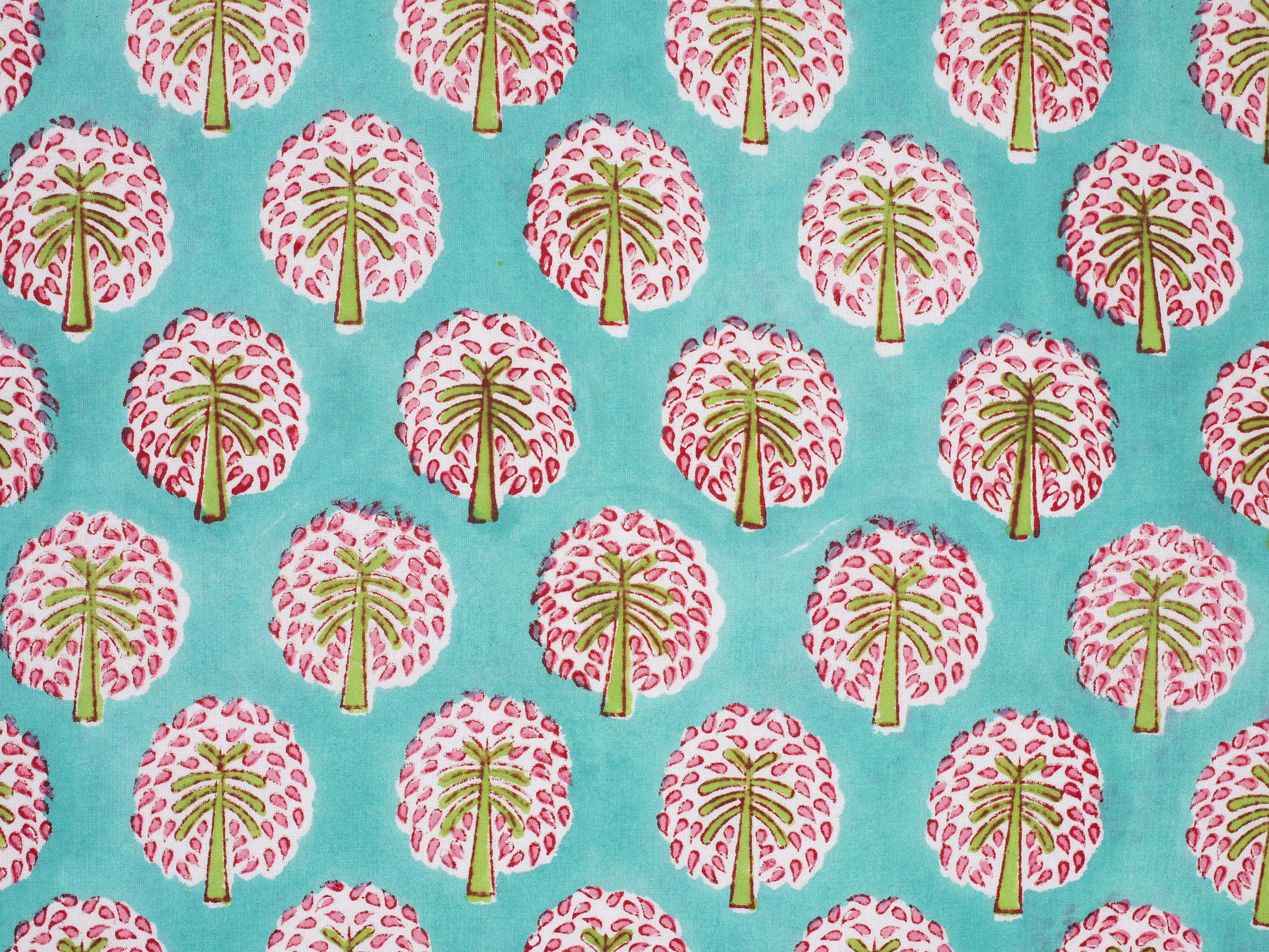 Green Beautiful Hand Block Printed Palm Tree Fabric Cotton - Etsy