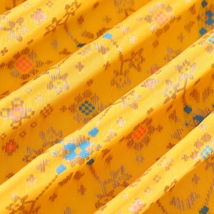 Yellow Brocade Fabric by the Yard Banarasi Indian Bridal Wedding Dress ...