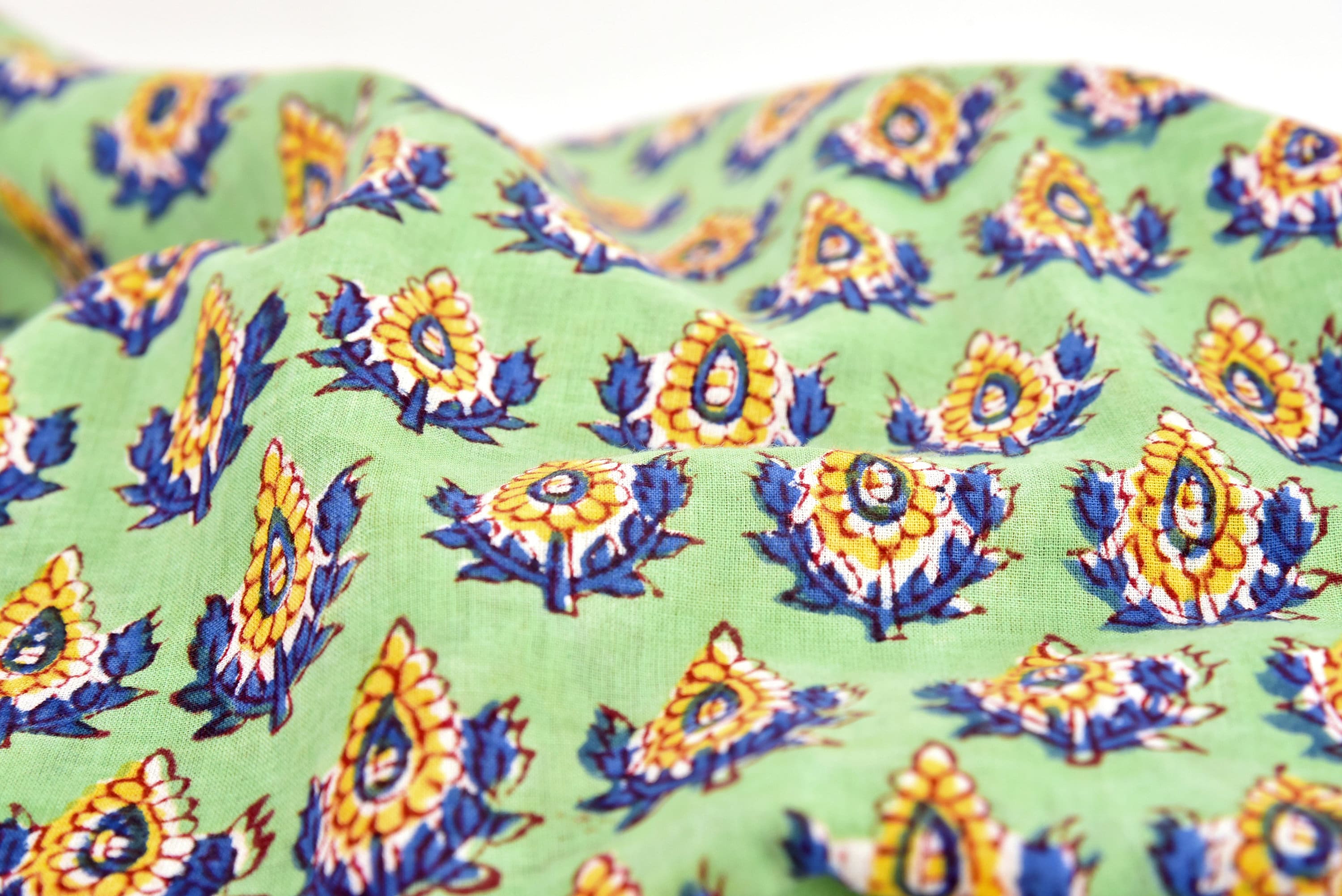 Green Hand Block Print Printed Cotton Fabric Block Printed | Etsy