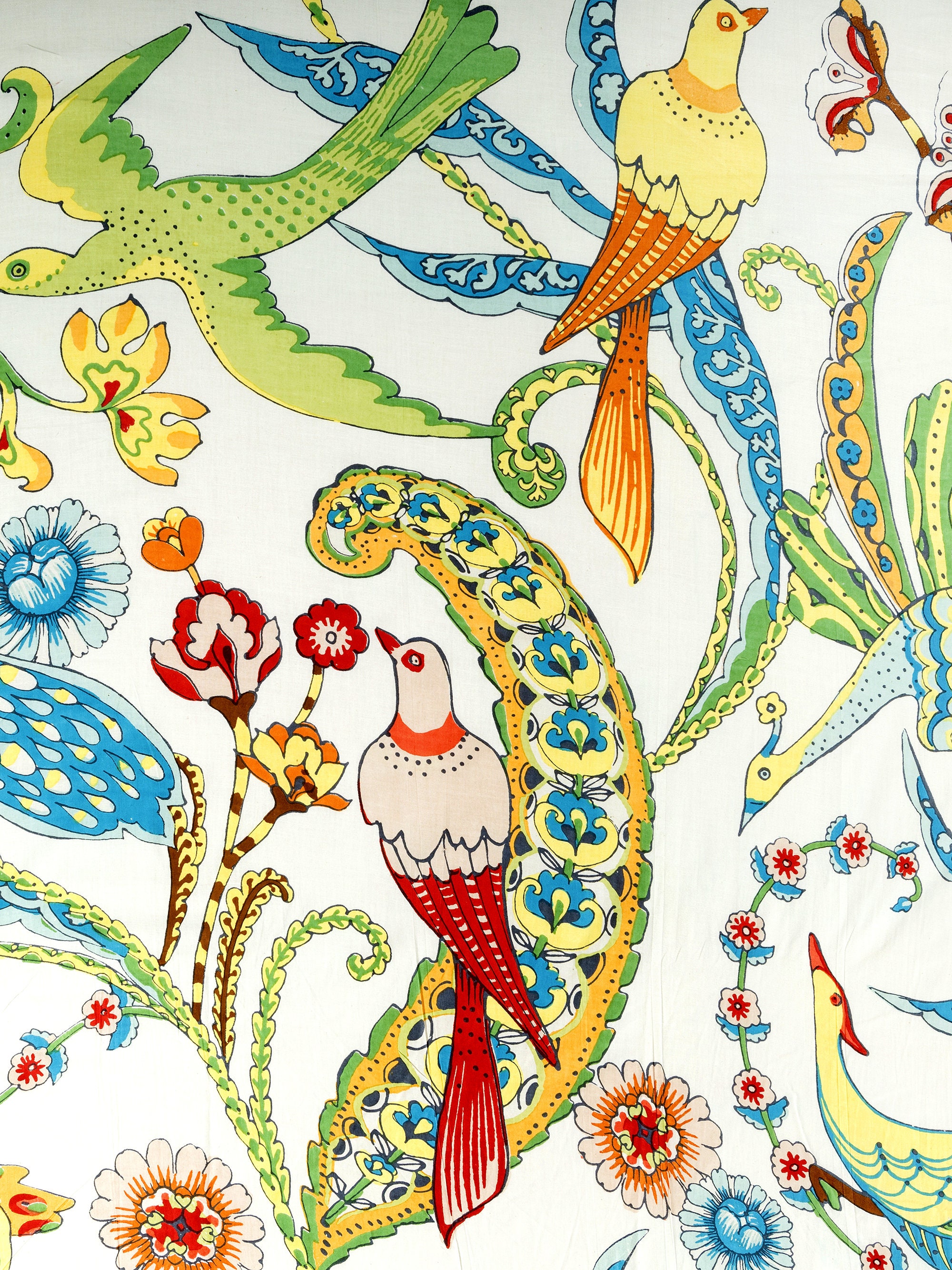 LARGE SELECTION Bird Floral Print Cotton Fabric Block Print | Etsy