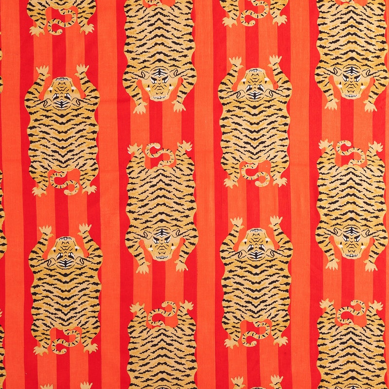 Indian Block Print Tiger Fabric - Etsy
