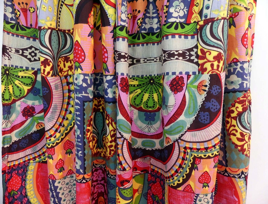 Indian Cotton Fabric by the Meter Multicolored Print With Stylized ...