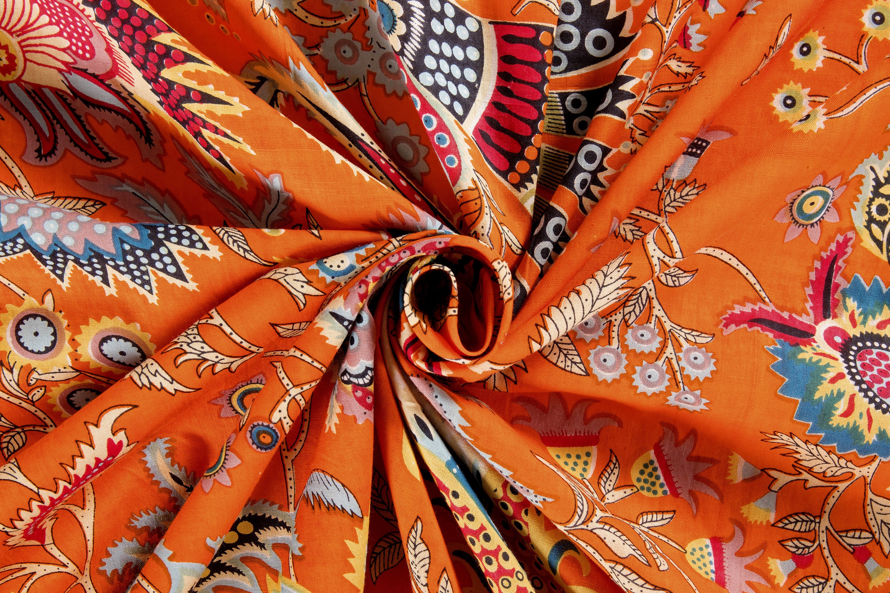 Orange Cotton Fabric by Yard Summer Dresses in King Crown Print,boho ...