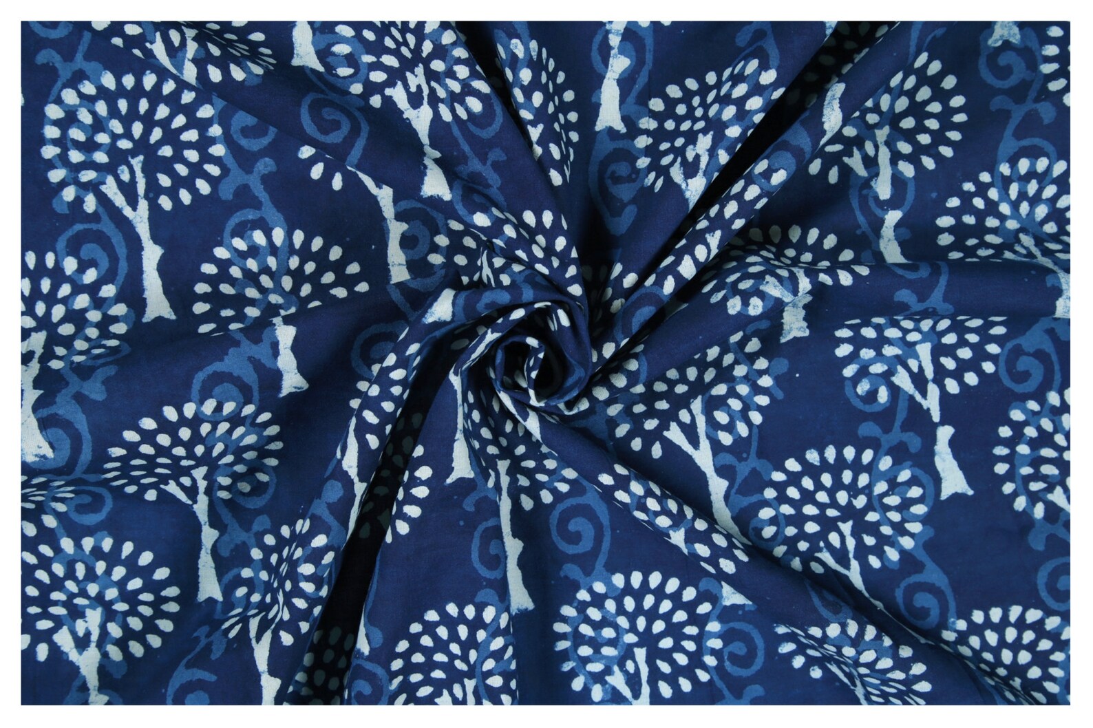 Sold by Yard Hand Stamped Indigo Fabric Quilting Cotton Fabric Hand ...