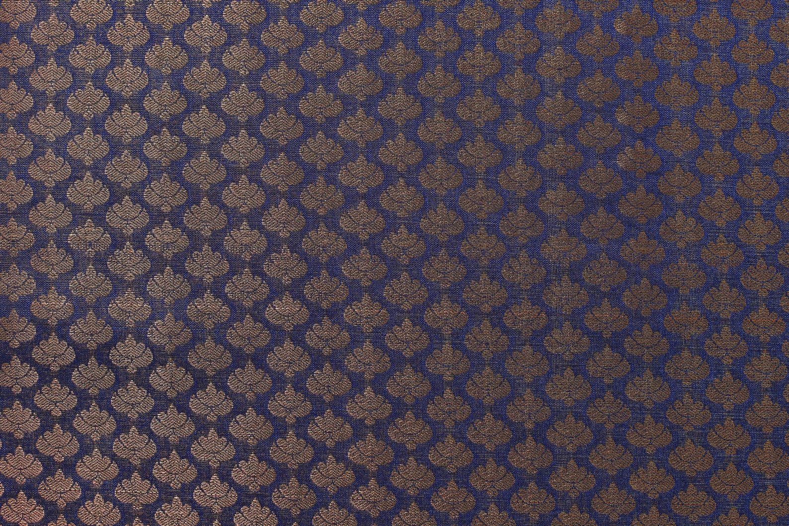 Indian Fabric Brocade Fabric Sold by the Yard - Blue Gold Brocade Art ...
