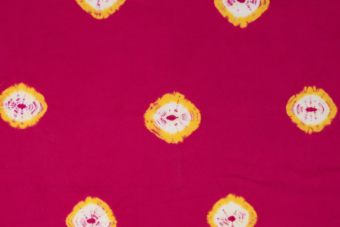 5 Yard Pink Bandhani Print Fabric India Handmade Shibori - Etsy