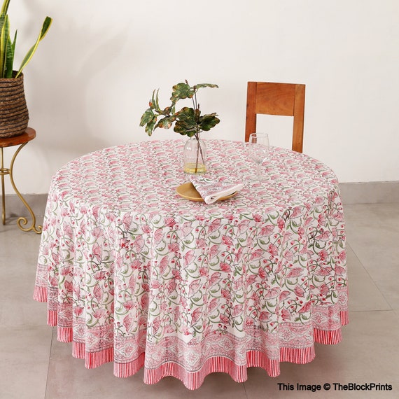 Floral Round Tablecloth Indian Block Printed Round Table - Etsy