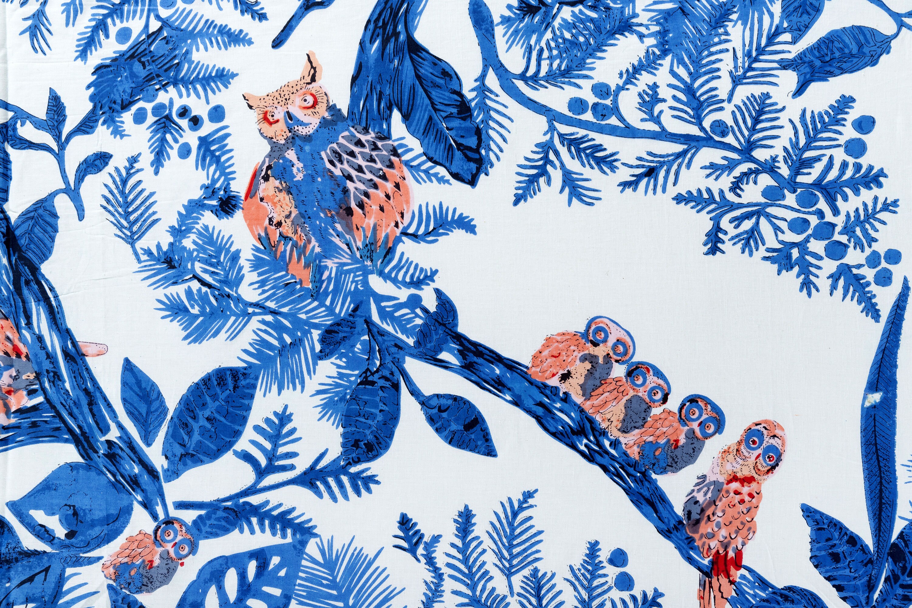 Owl Bird Floral print cotton fabric block print fabric dress | Etsy