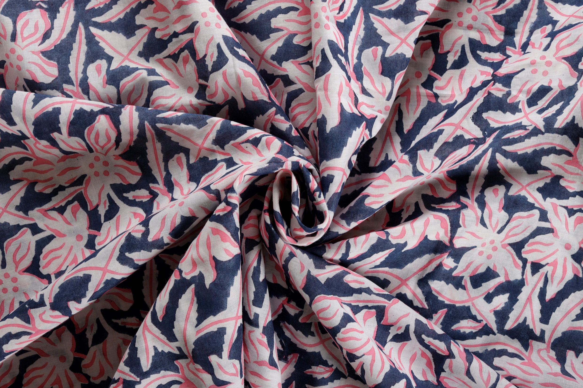 Blue Beautiful Hand Block Printed Salmon Fabric Cotton - Etsy