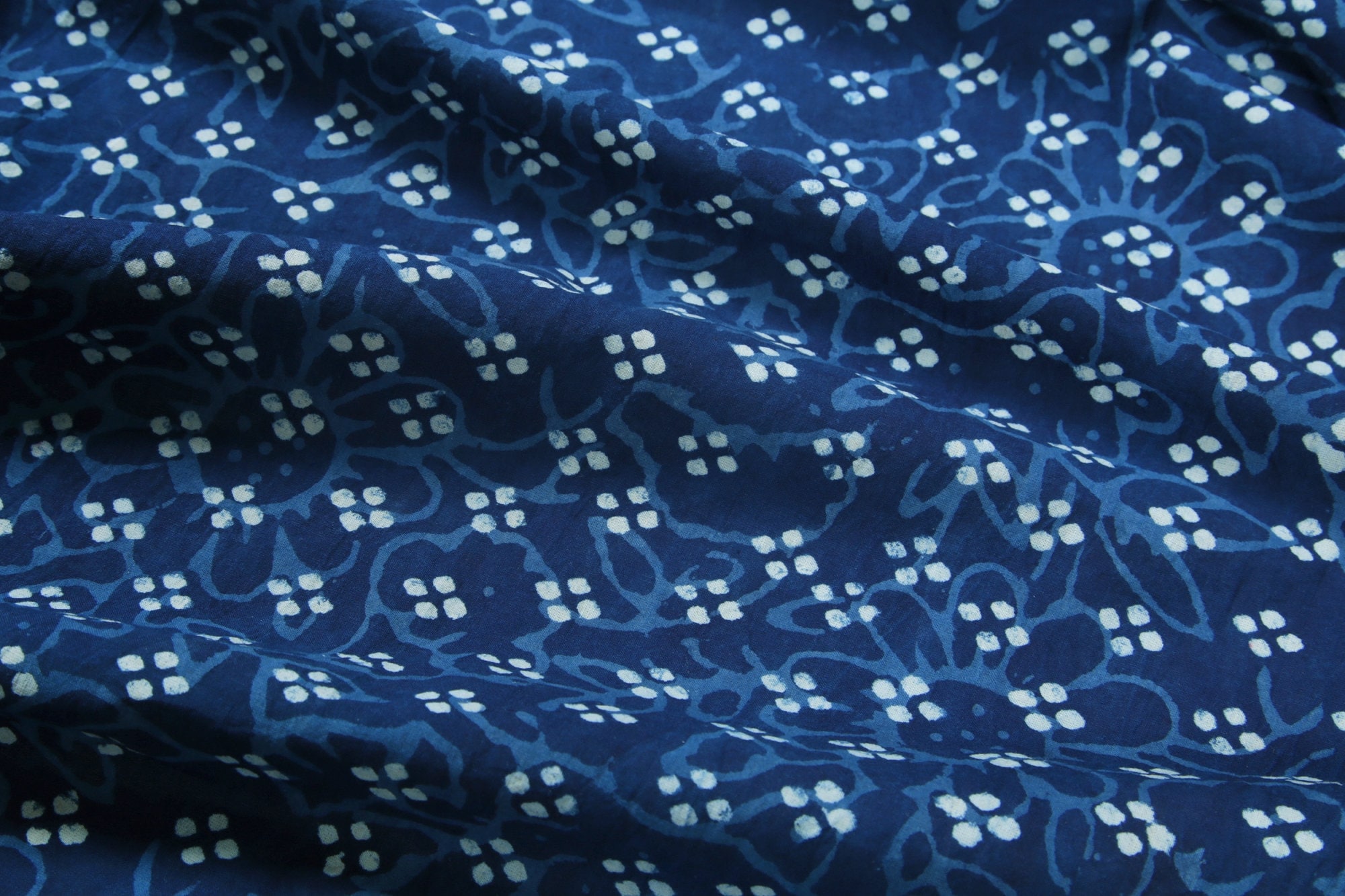 Indian Fabric Indigo Blue Cotton Fabric Hand Block Printed Cotton ...