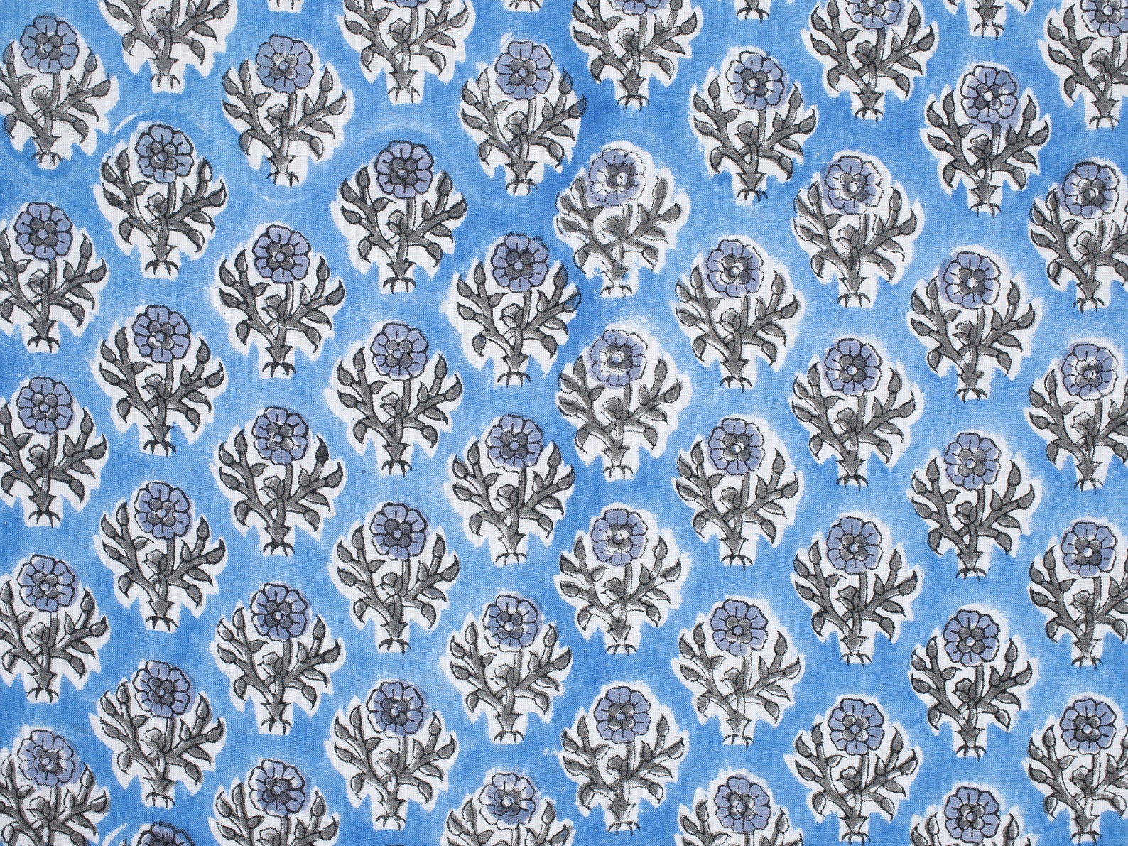 Blue Beautiful Hand Block Printed Salmon Fabric, Cotton Fabric, Indian ...