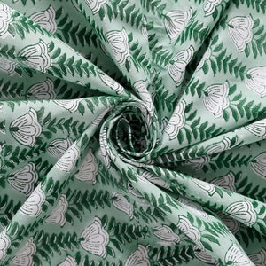 Green Floral Indian Cotton Fabric Block Print Fabric Dress Vegetable ...