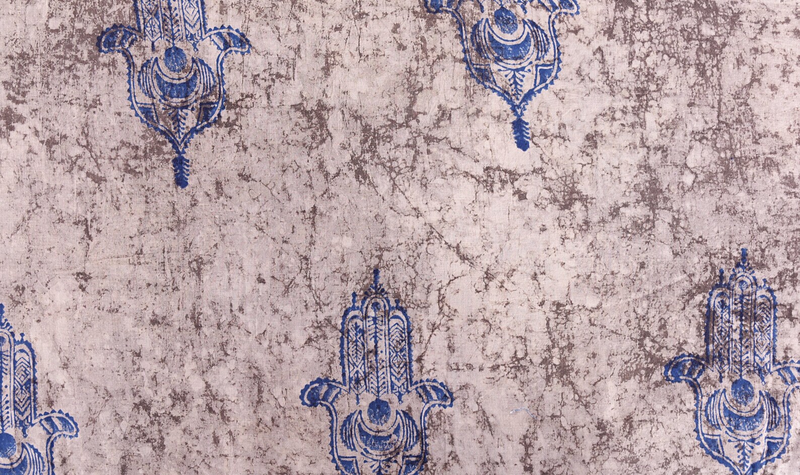 Blue Block Print Cotton Fabric, Indian Fabric, Indian Hand Hamsa Fatima ...