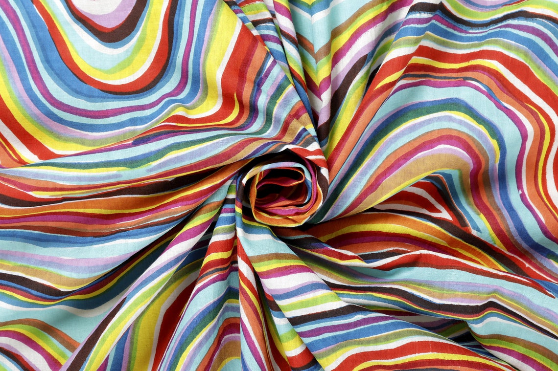 Soft Cotton Fabric Multi Psychedelic Block Print Soft Cotton Fabric ...