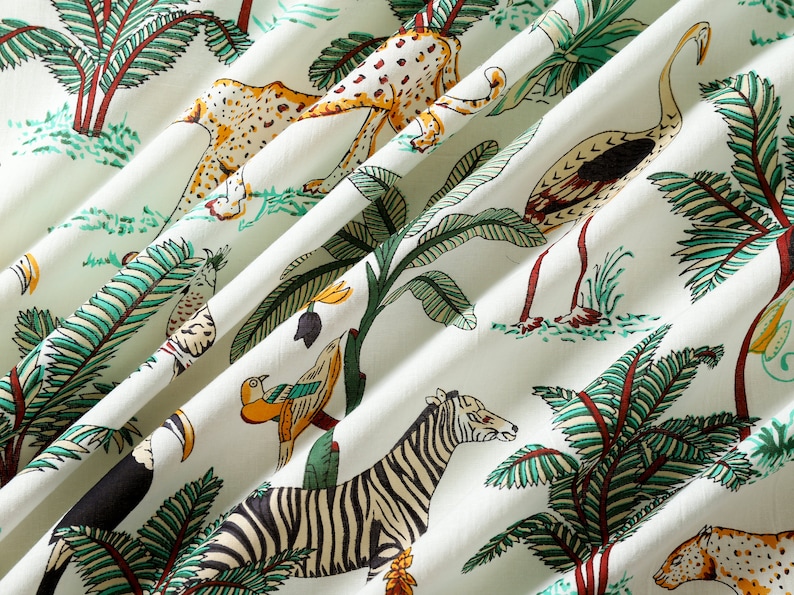 Tiger Print Indian Hand Block Printed Fabric,pure 100% Cotton Sewing ...