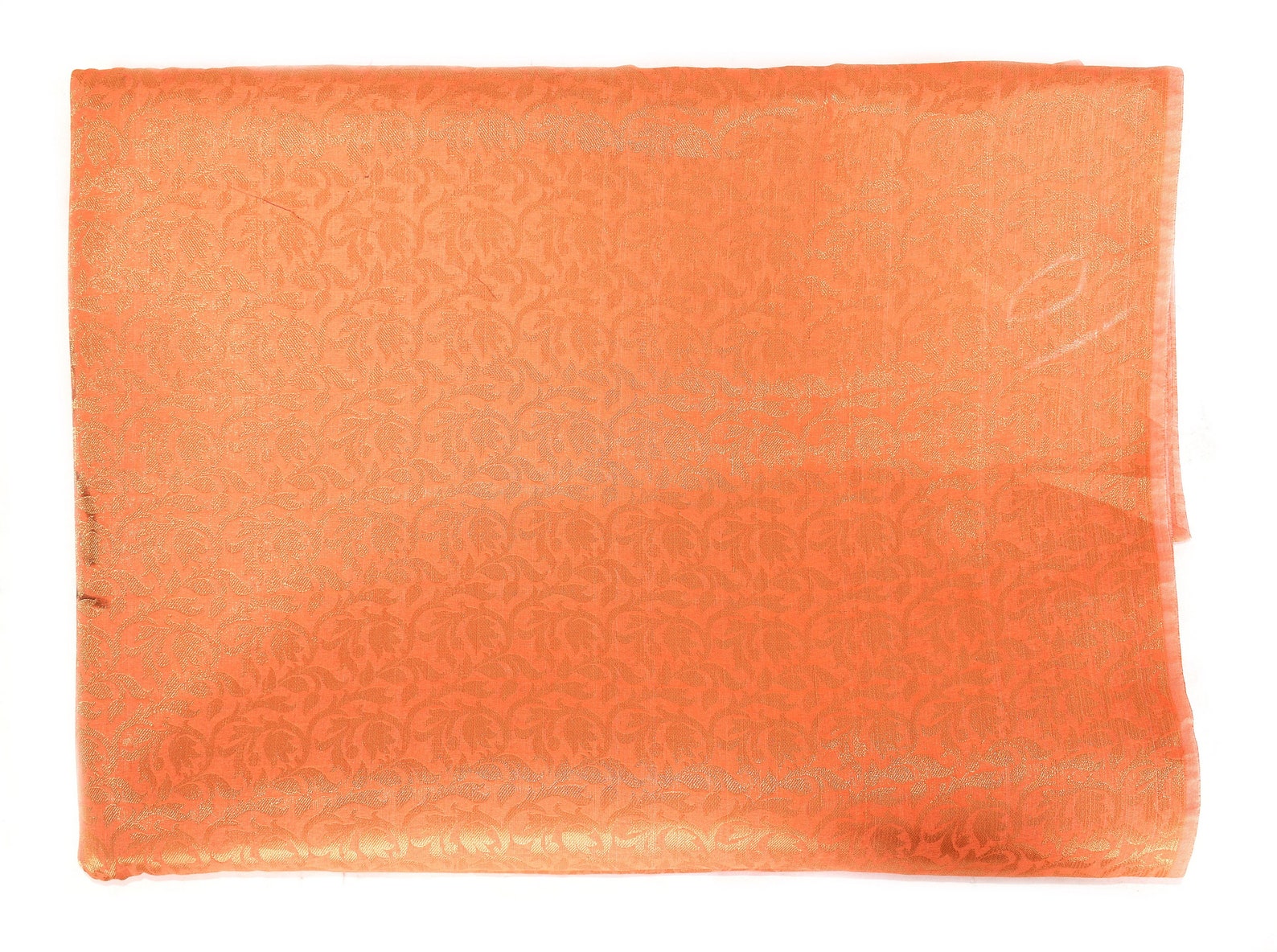Indian Orange Brocade Fabric by the Yard Wedding Dress - Etsy