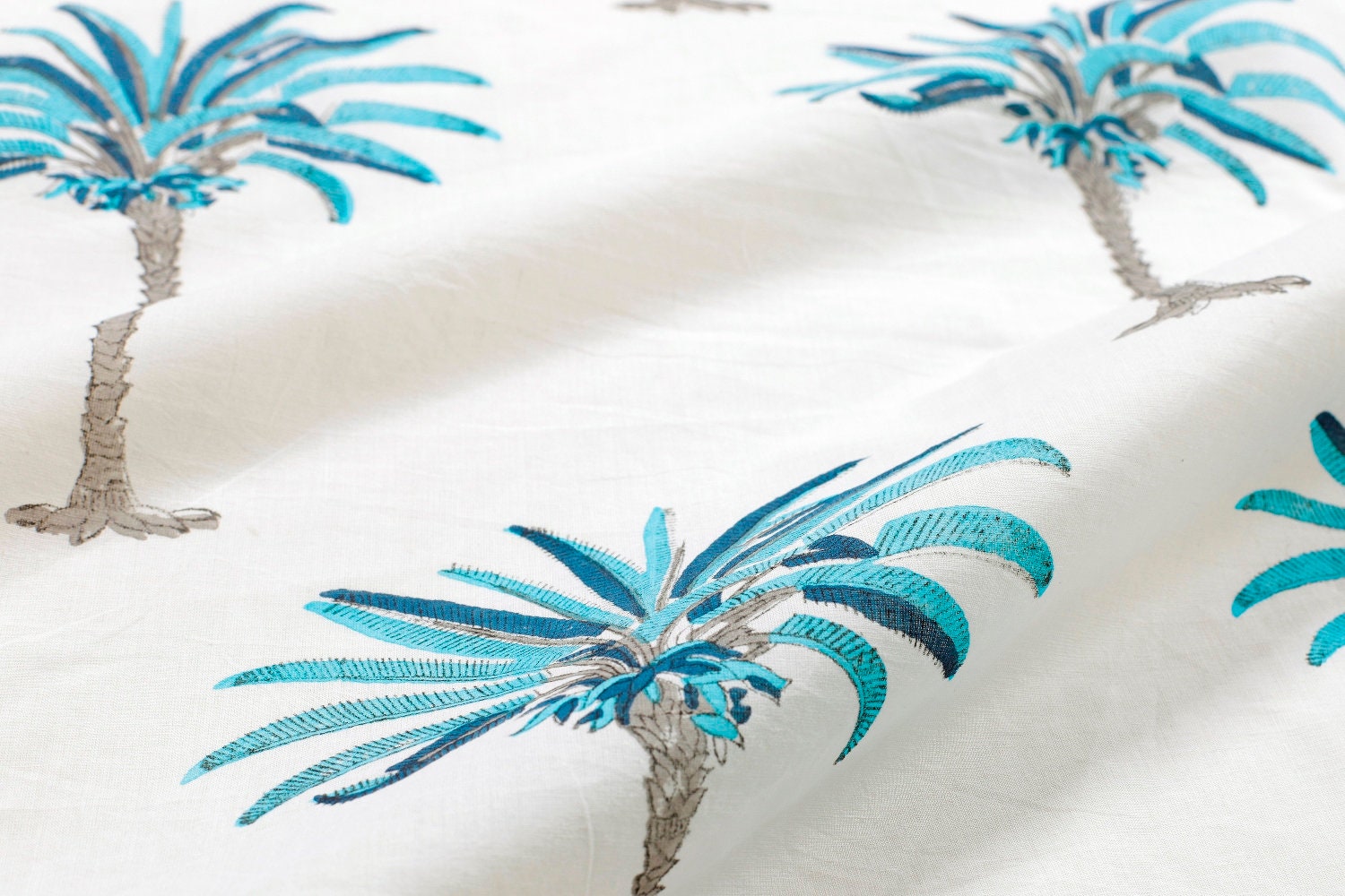 Palm Tree Print Cotton Fabric Block Print Fabric Dress | Etsy