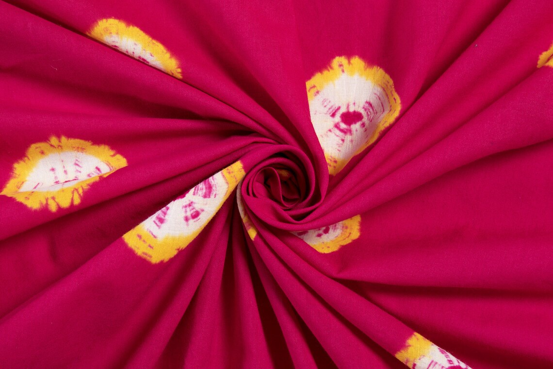 5 Yard Pink Bandhani Print Fabric India Handmade Shibori - Etsy