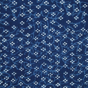 Indian Fabric Indigo Blue Cotton Fabric Hand Block Printed Cotton ...