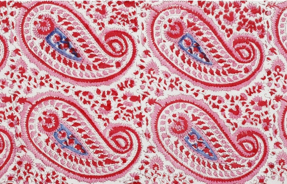 Paisley Print Block Print Fabric Cotton Fabric Vegetable Dyes - Etsy