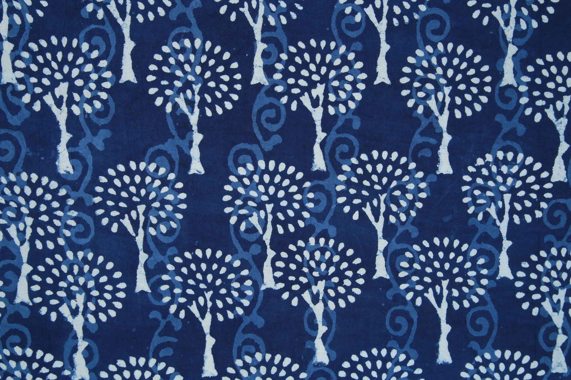 Sold by Yard Hand Stamped Indigo Fabric Quilting Cotton Fabric Hand ...