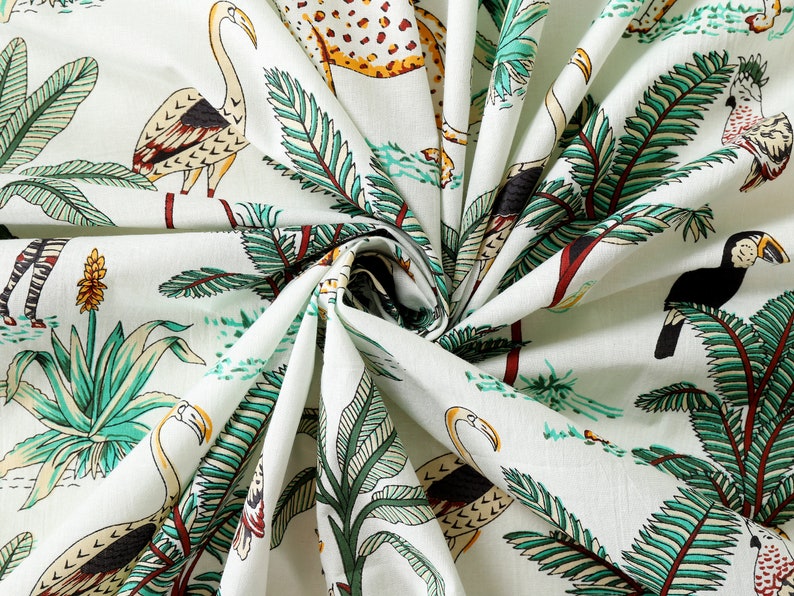 Tiger Print Indian Hand Block Printed Fabric,pure 100% Cotton Sewing ...