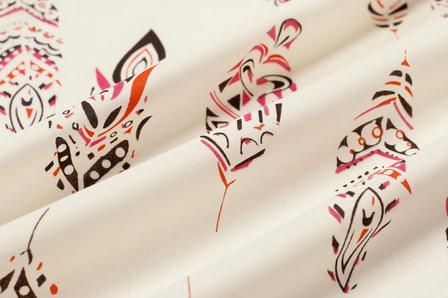 By the Yard of Feather Printed Cotton Fabric Indian Fabric | Etsy