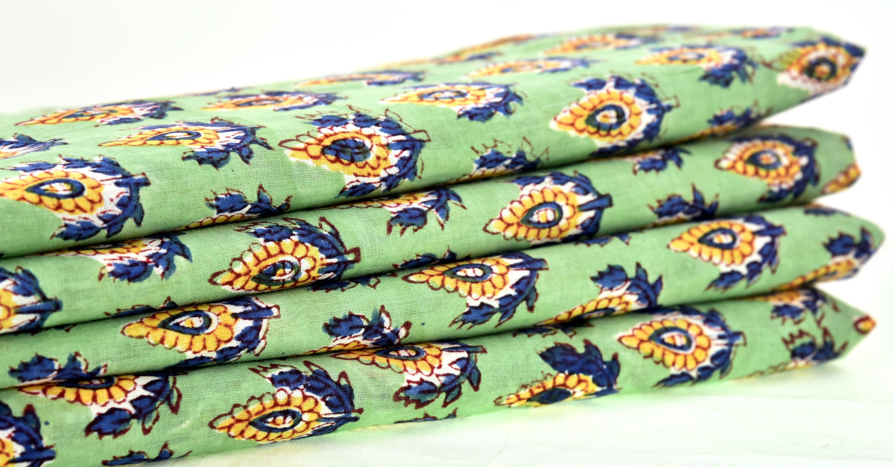 Green Hand Block Print Printed Cotton Fabric Block Printed | Etsy