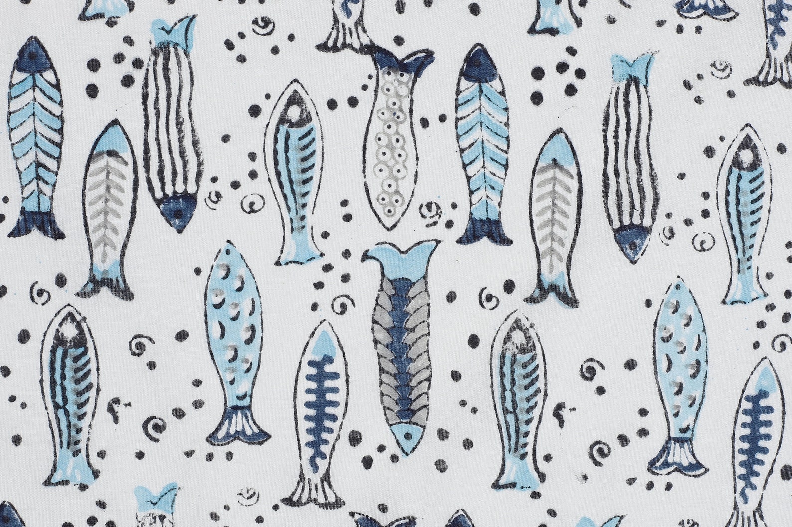 By Yard Fabrichandmade Block Fish Print Fabricpure Cotton - Etsy