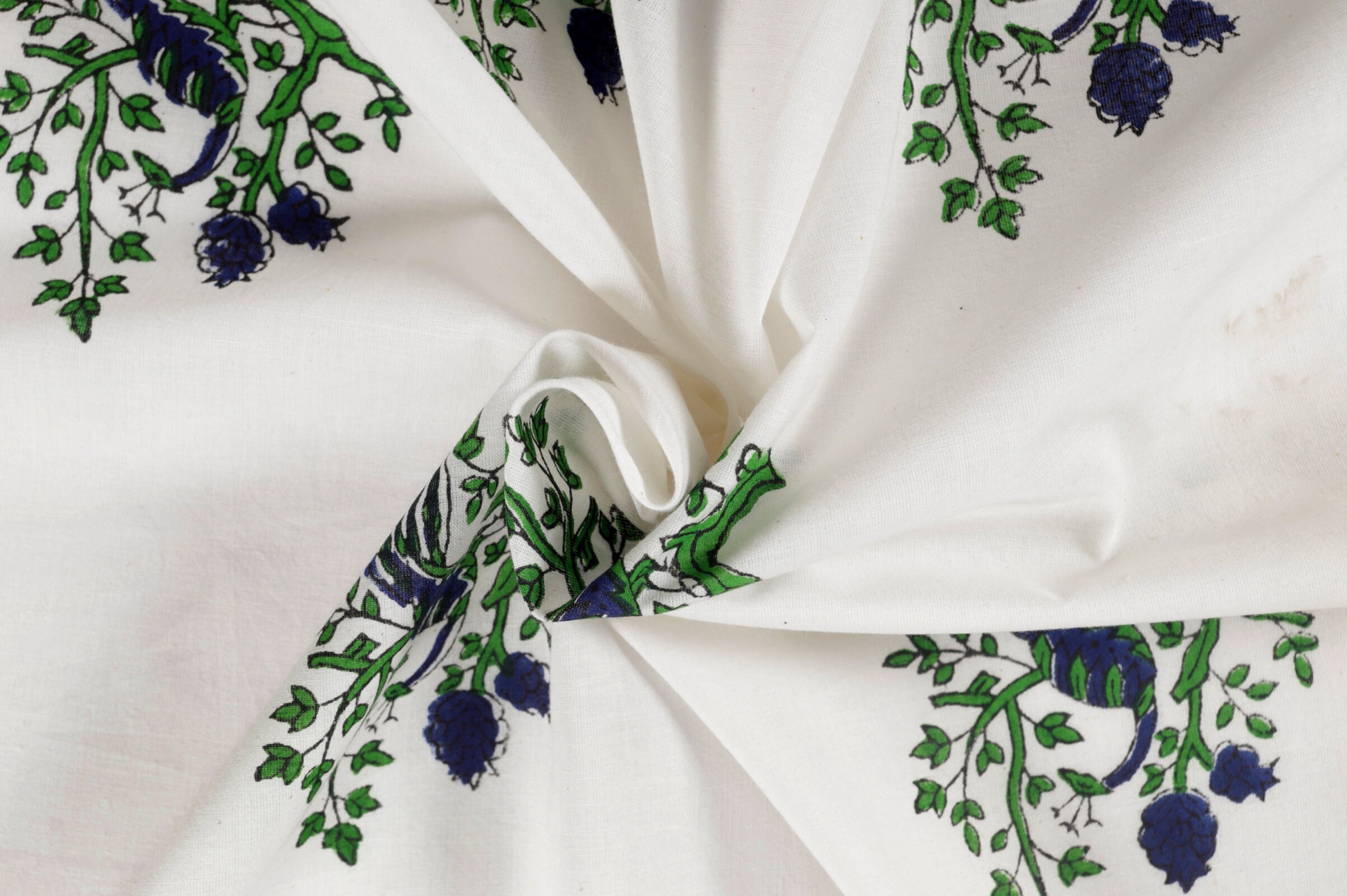 Peacock Print Fabric Summer Dress Fabric Hand Block Printed - Etsy