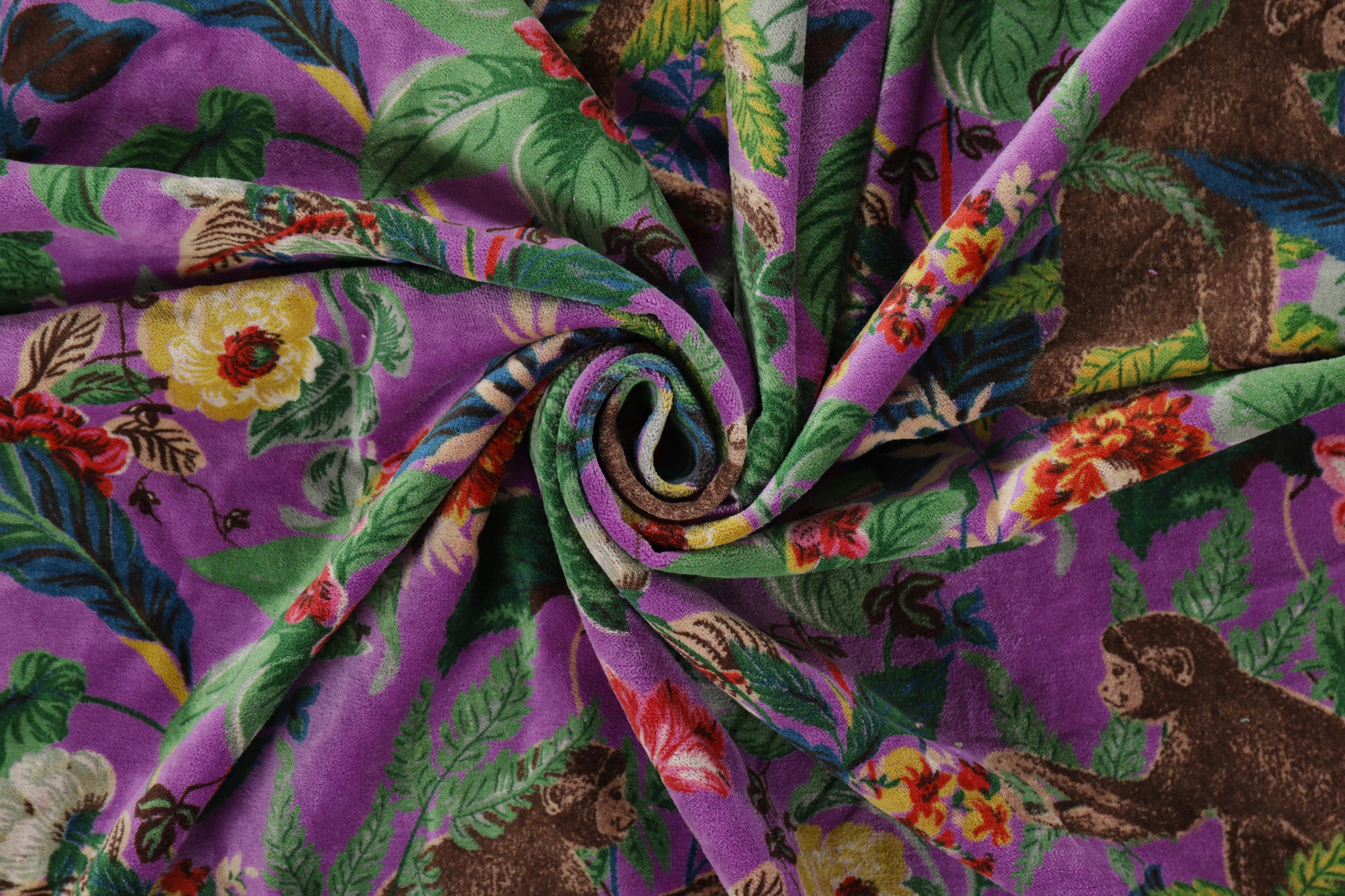 Monkey Printed Velvet Fabric Velvet Fabric by Yard Cotton - Etsy