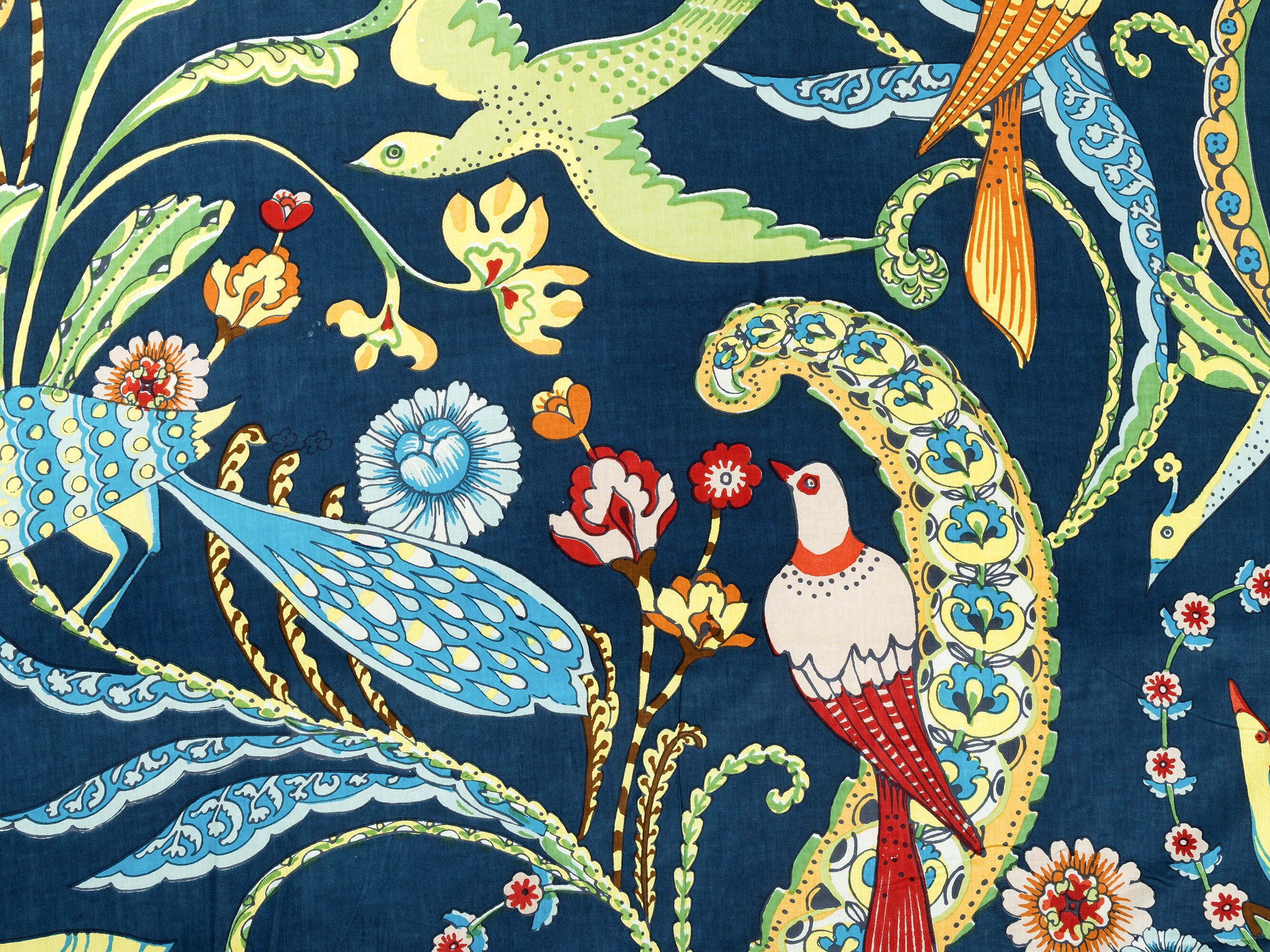 LARGE SELECTION Bird Floral Print Cotton Fabric Block Print | Etsy