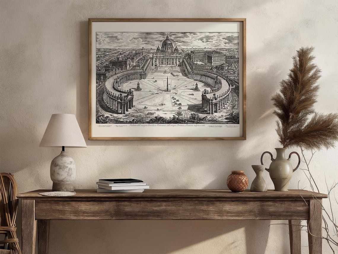 St. Peter’s Basilica Portico & Piazza Print | Piranesi Vedute Di Roma ...