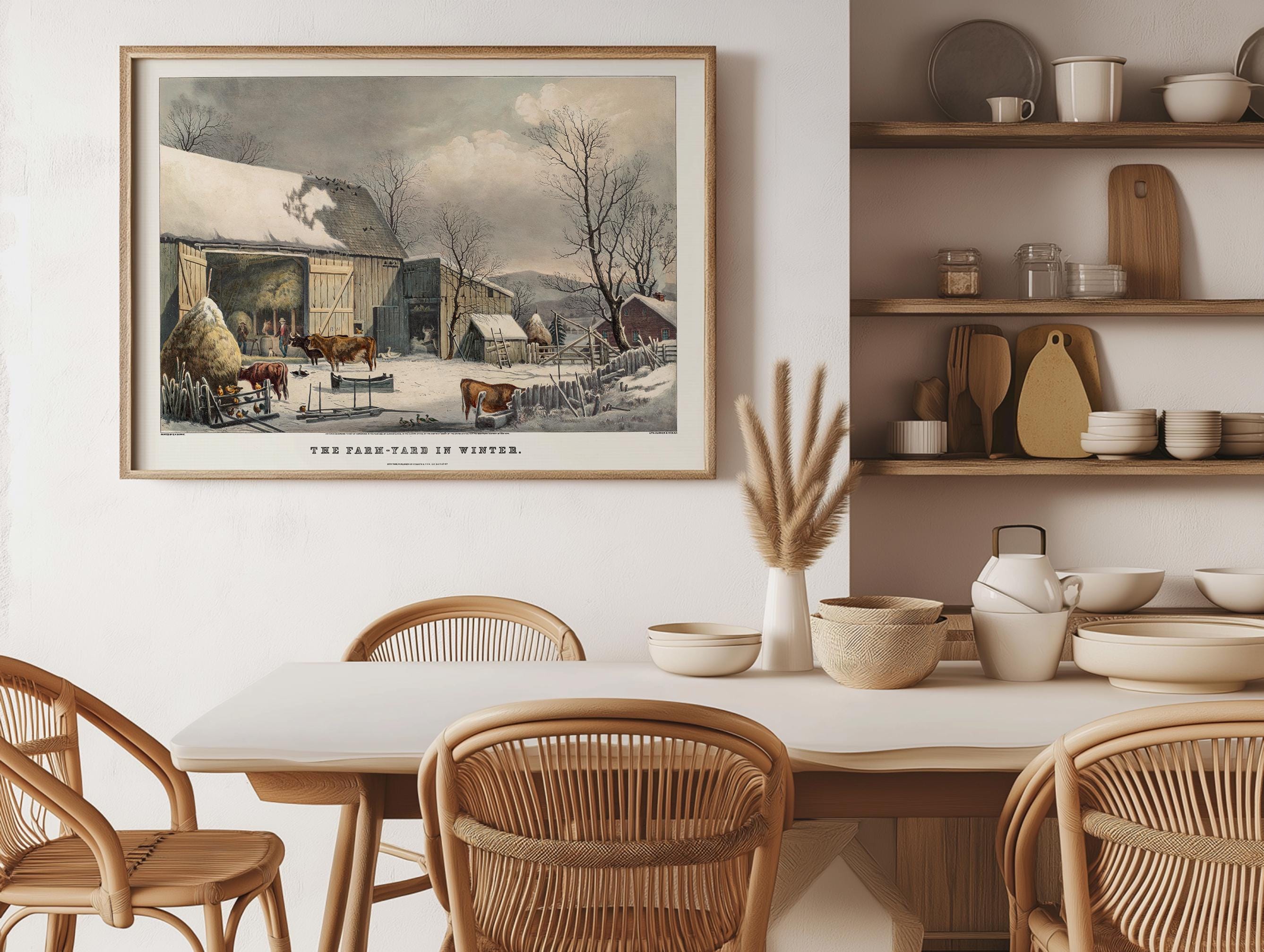 The Farm-yard in Winter 1861 | Currier & Ives Farm Scene | Antique ...