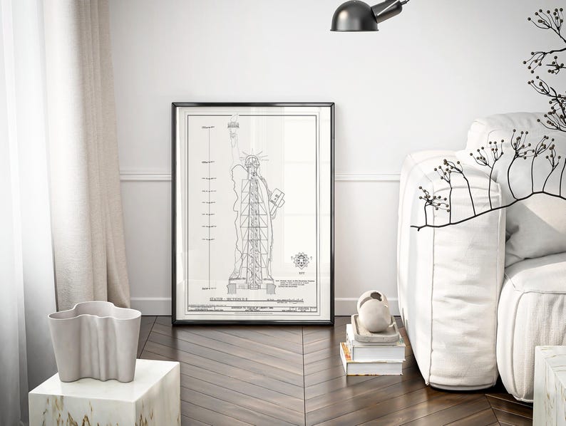Statue of Liberty Cutaway Blueprint | Vintage Section Drawing ...
