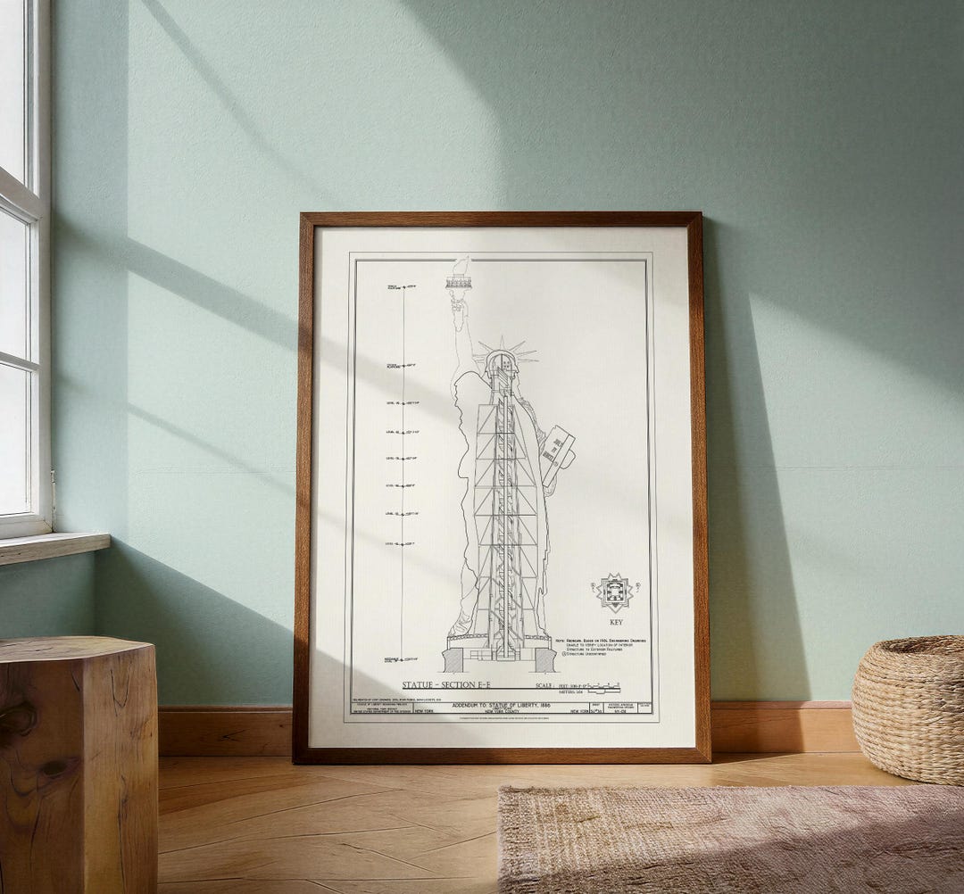 Statue of Liberty Cutaway Blueprint | Vintage Section Drawing ...