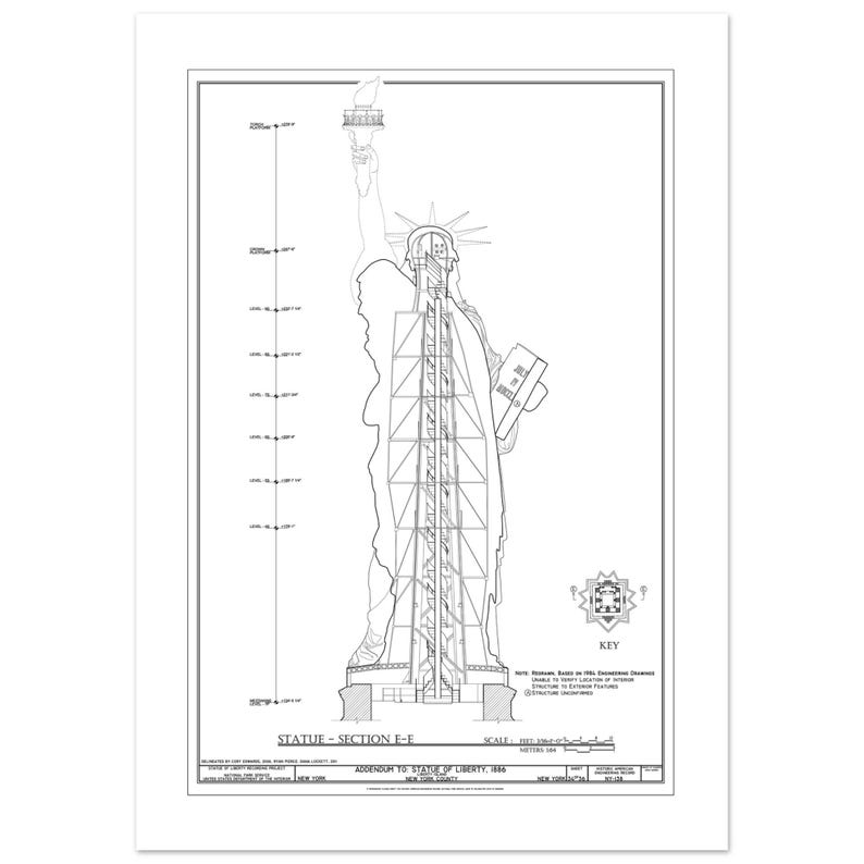 Statue of Liberty Cutaway Blueprint | Vintage Section Drawing ...
