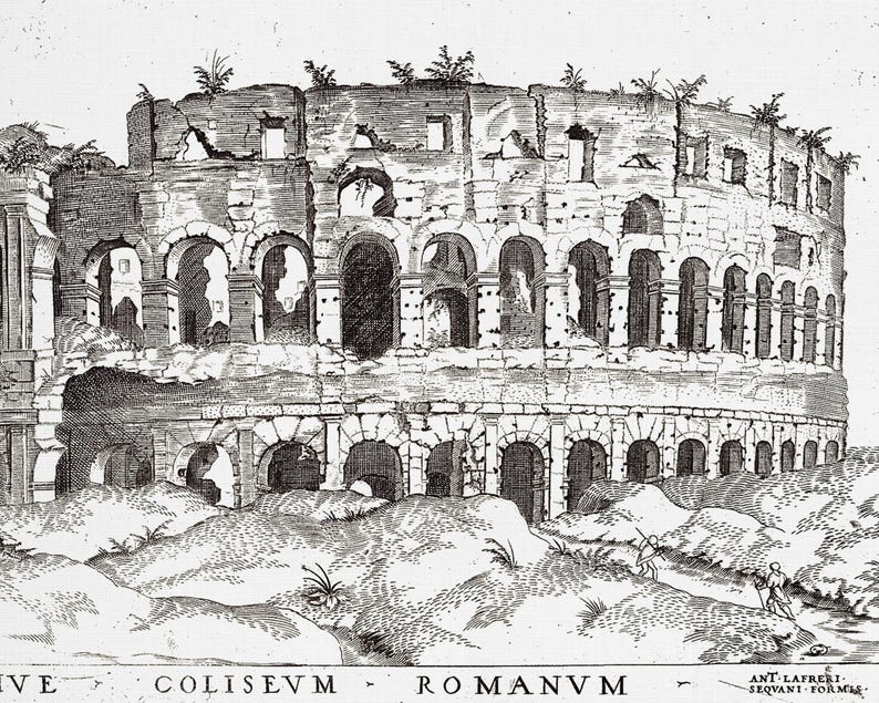 Colosseum Fine Art Print | 1800s Vintage Engraving | Roman Magnificence ...