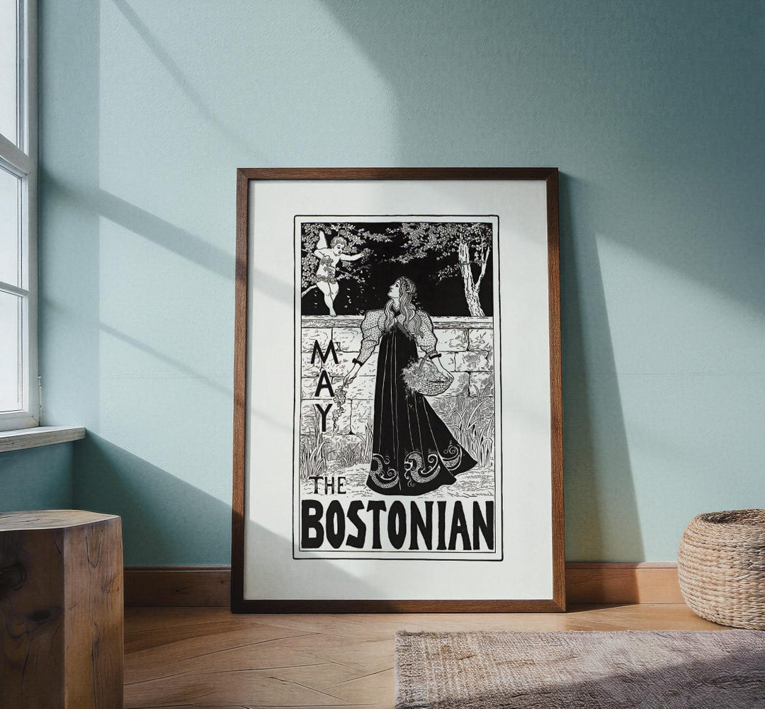 The Bostonian Magazine Cover | Black and White Line Art Woman and Angel ...