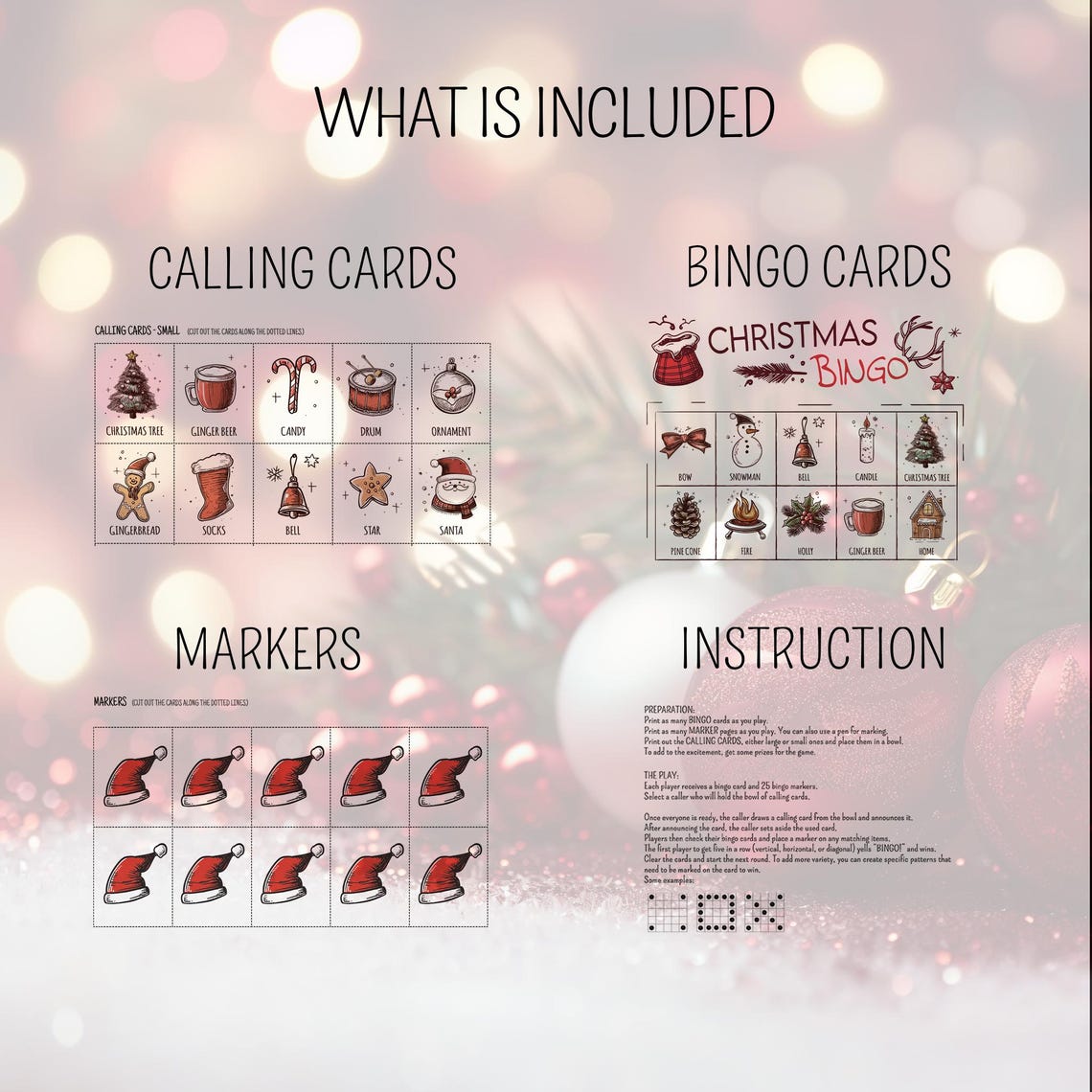 Printable Fun Christmas Bingo Cards, Family Game Night, Work Christmas ...