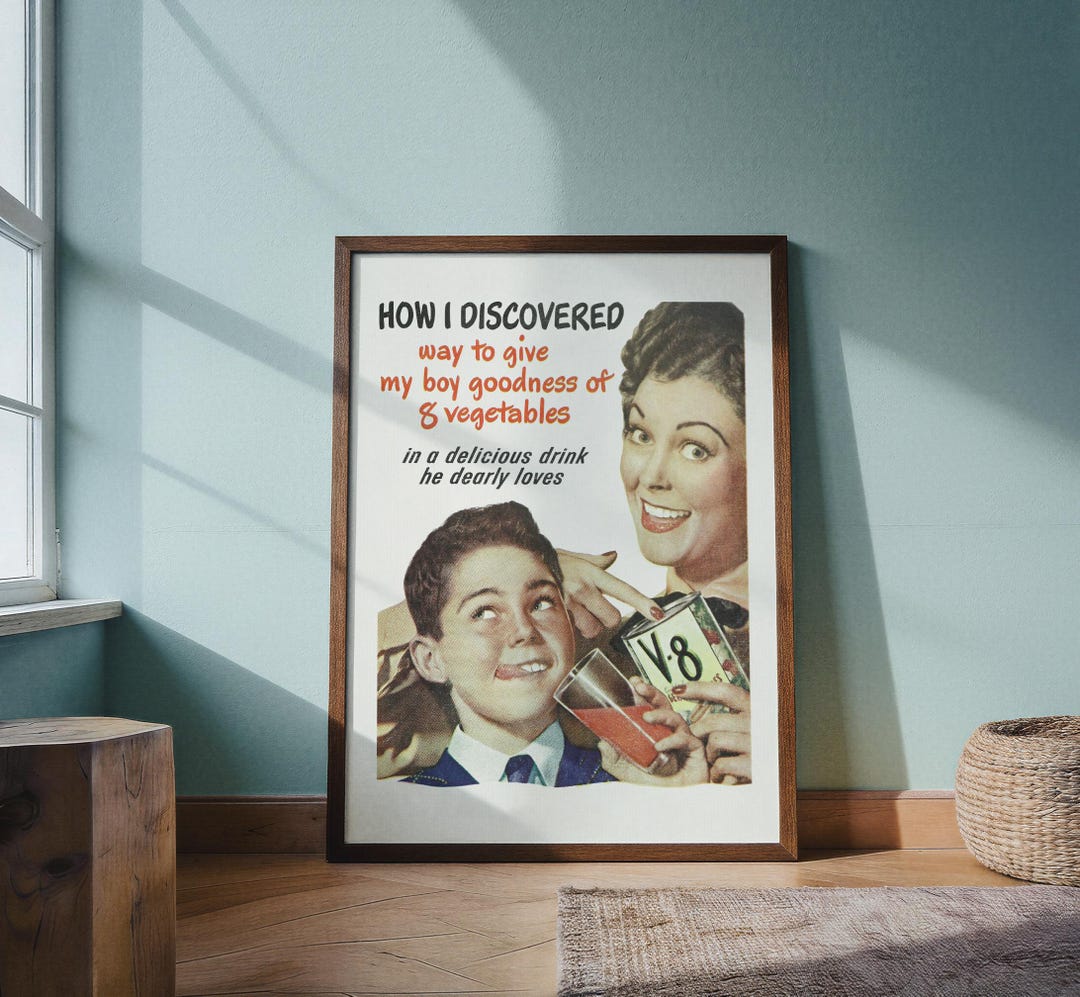 Vegetable Drink Advert | 1940s Funny Mom Art | Vintage Nutrition Ad ...