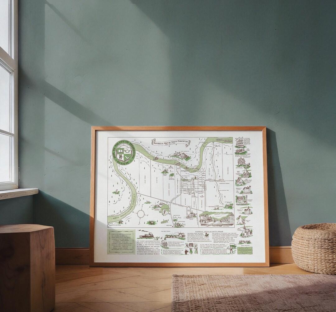 South Edmonton Historical Map 1890s | Antique Canadian City Map Print ...
