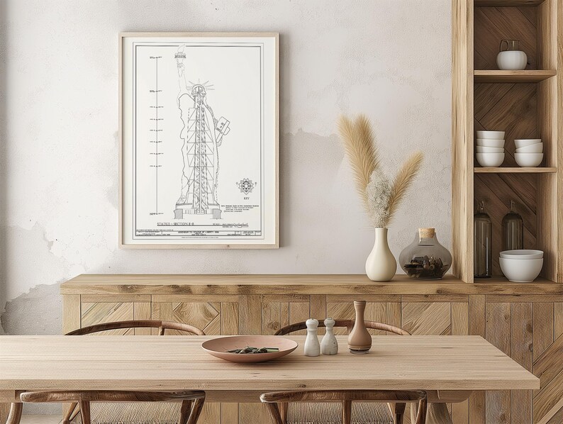 Statue of Liberty Cutaway Blueprint | Vintage Section Drawing ...