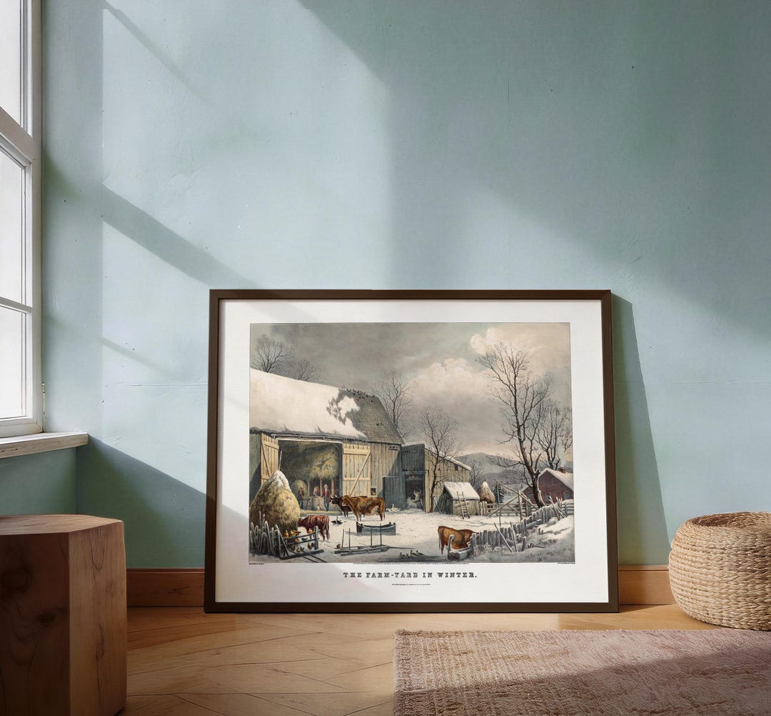 The Farm-yard in Winter 1861 | Currier & Ives Farm Scene | Antique ...