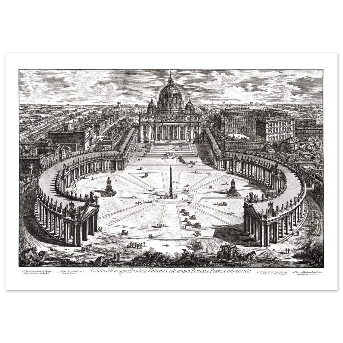 St. Peter’s Basilica Portico & Piazza Print | Piranesi Vedute Di Roma ...