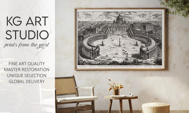 St. Peter’s Basilica Portico & Piazza Print | Piranesi Vedute Di Roma ...