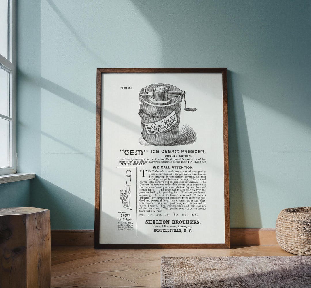The Gem Freezer 1890s Refrigerator Advert | Vintage Appliance Poster ...