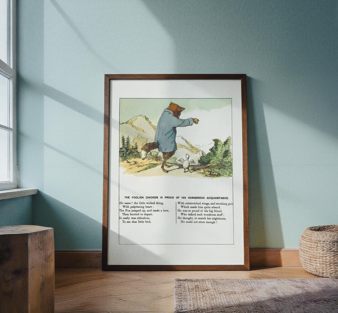 The Foolish Chicken Antique Book Illustration | Vintage Animal Art ...